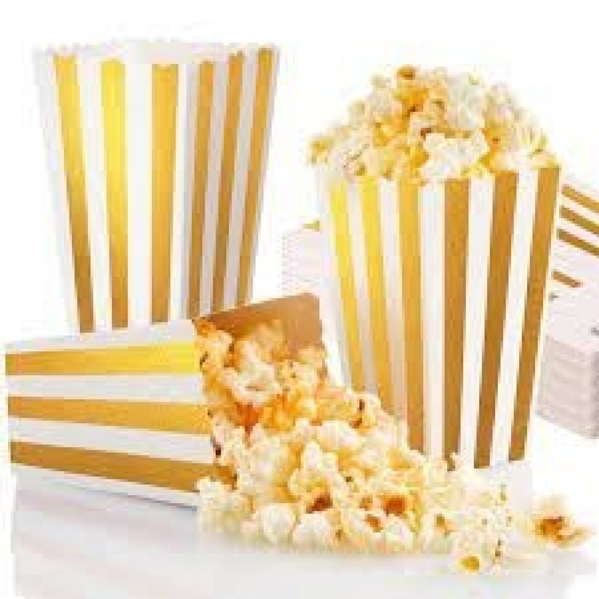 CAJA P/PALOMITAS ALTA RAYAS ORO 12CM