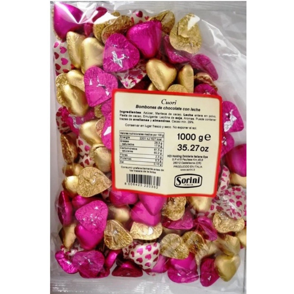 BOMBON CORAZON CHOCO ROJO 1KG